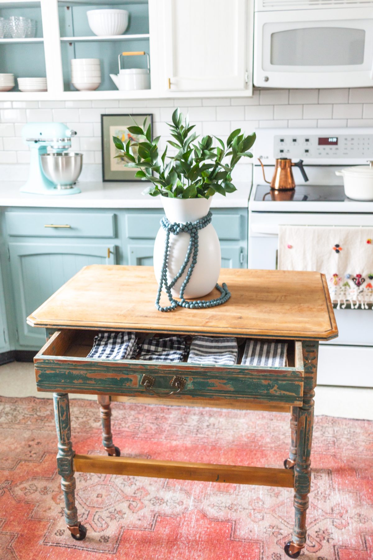How-to Repurpose an Antique Table as a Kitchen Island: Thrift Shop ...