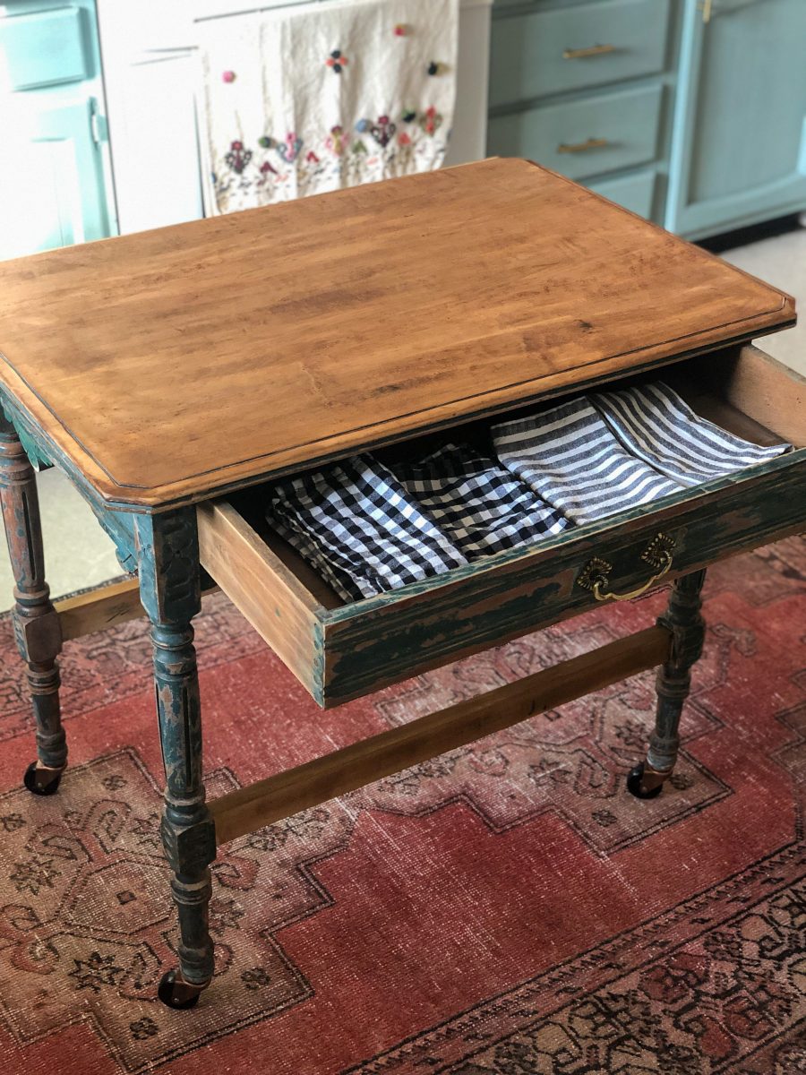 How-to Repurpose an Antique Table as a Kitchen Island: Thrift Shop ...